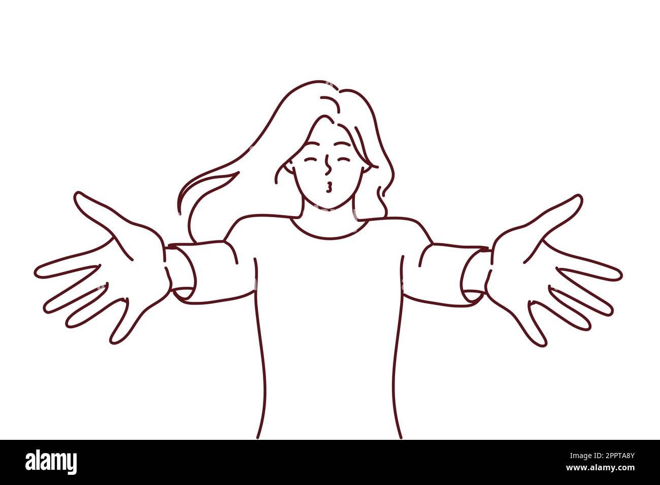 Happy woman stretch hands ready for kiss Stock Vector Image & Art - Alamy