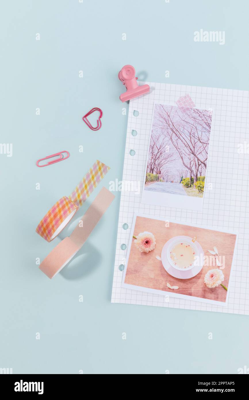 school supplies and diary concept, decorating a diary Stock Photo - Alamy