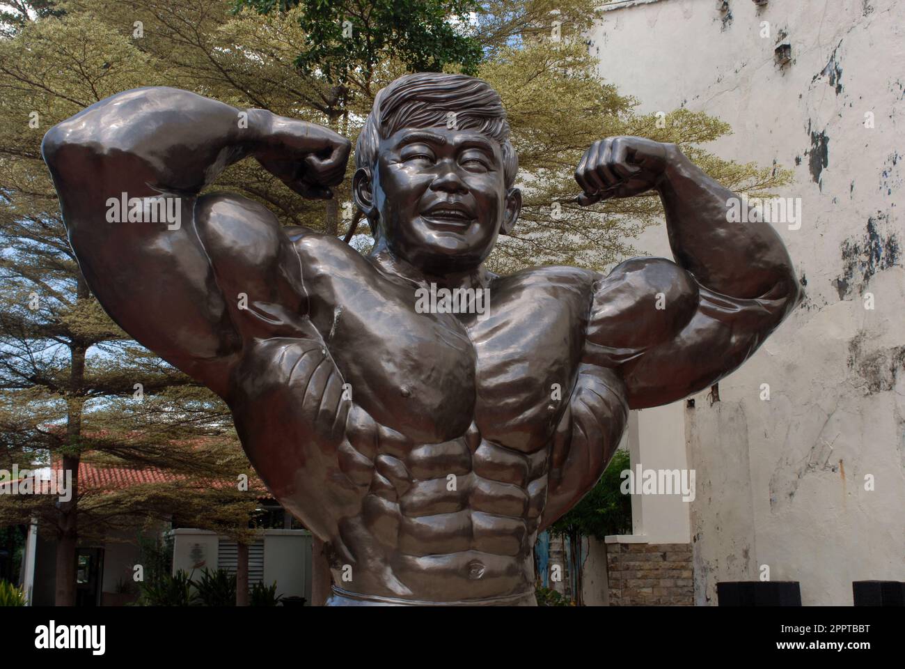 Mr Universe statue at a local gym, Melaka, Malaysia Stock Photo - Alamy