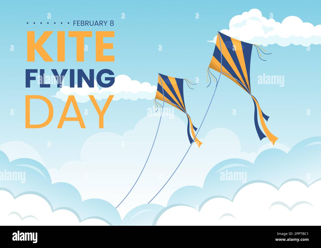 National Kite Flying Day on February 8 of Sunny Sky Background in Kids ...