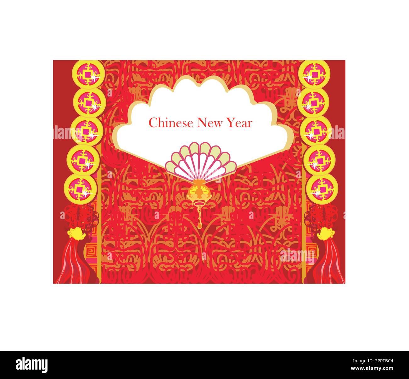 Mid-Autumn Festival for Chinese New Year - card with a fan-shaped frame ...