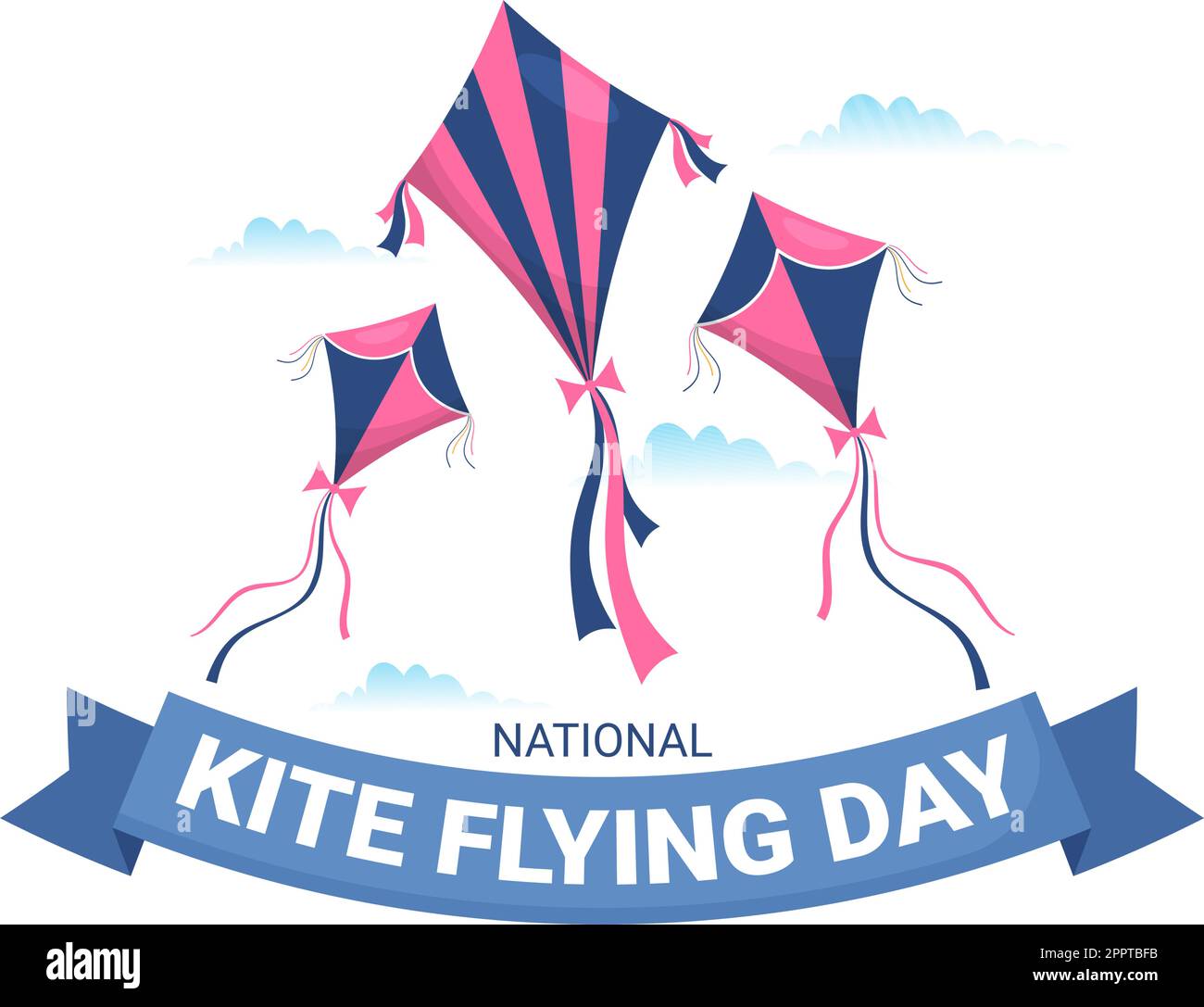 National Kite Flying Day on February 8 of Sunny Sky Background in Kids ...