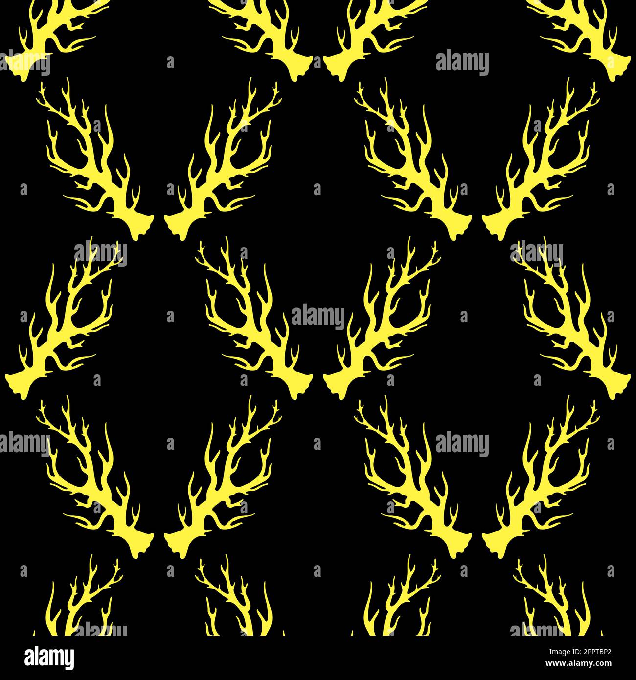 illustration with animal gold horns silhouettes isolated on black ...