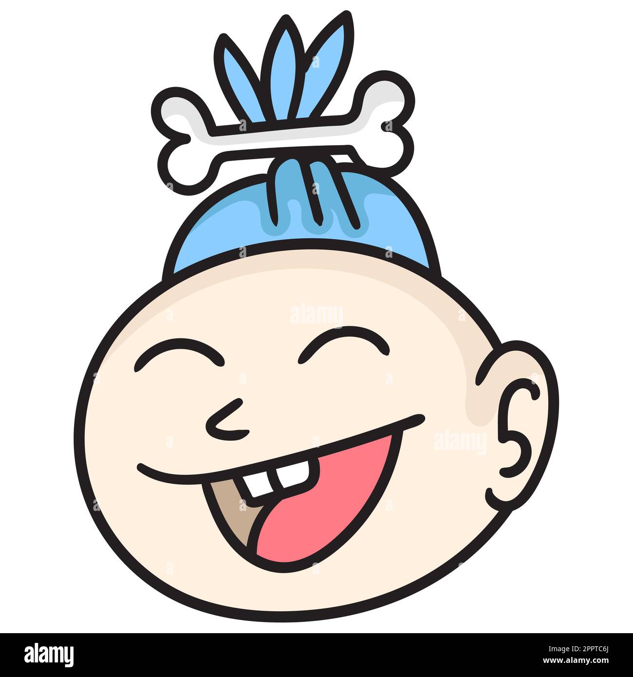 cute baby girl with laughing expression, doodle icon image Stock Vector ...
