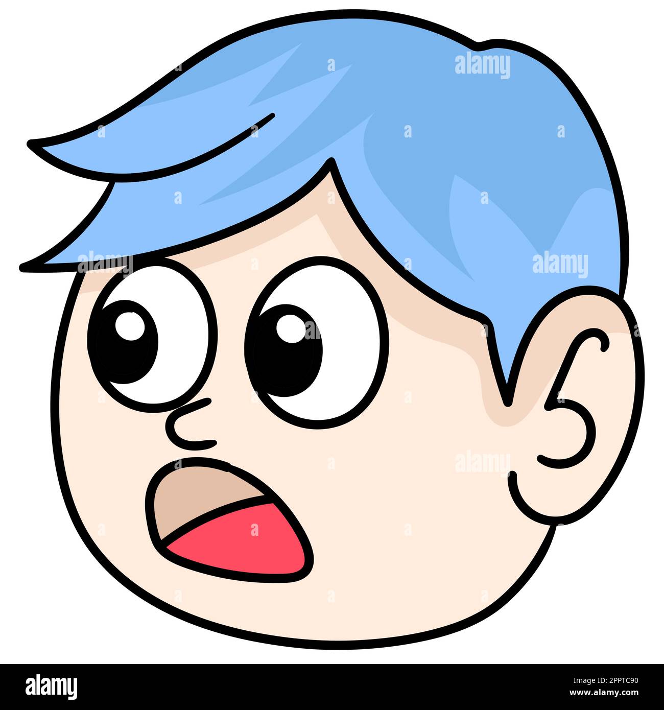 a man with an expression of shock and awe, doodle kawaii. doodle icon ...