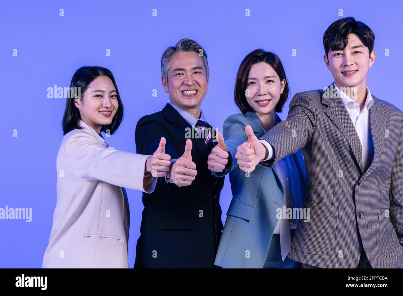 Asian Korean senior, middle aged and young male and female colleagues ...