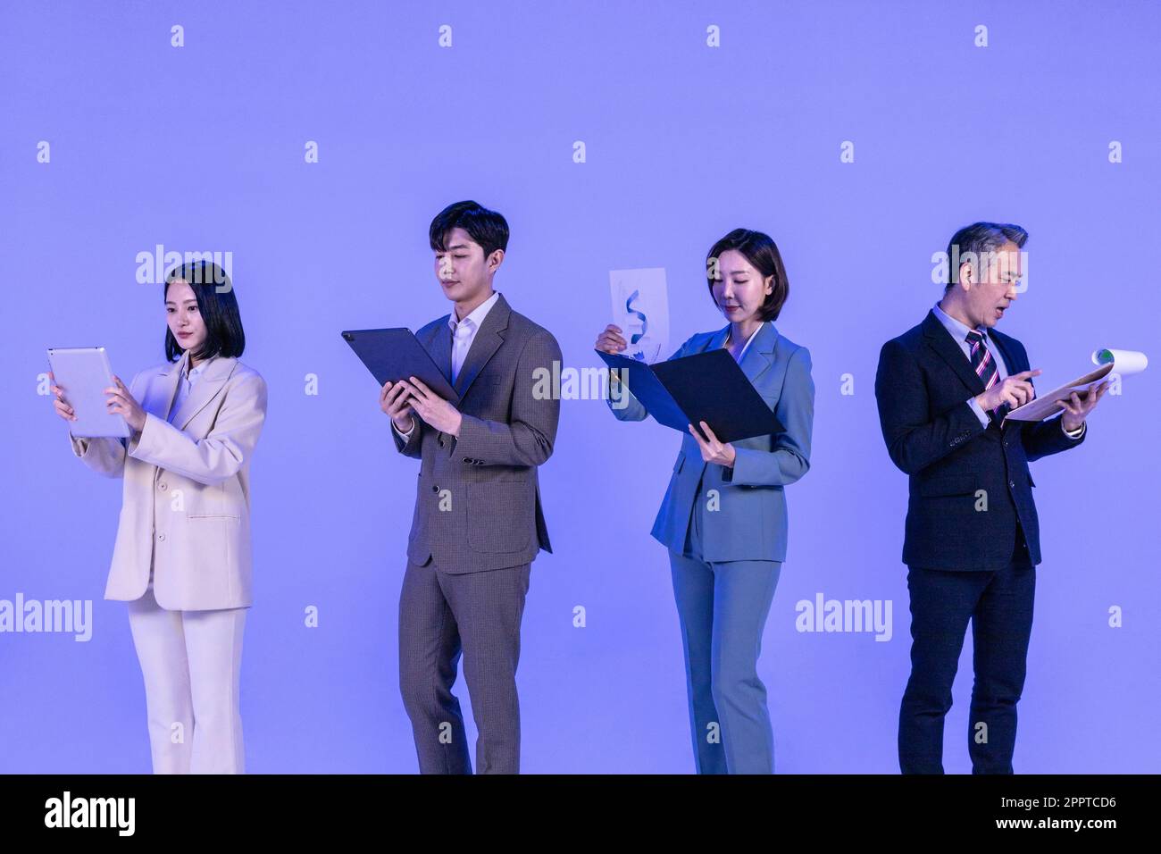 Asian Korean senior, middle aged and young male and female colleagues ...