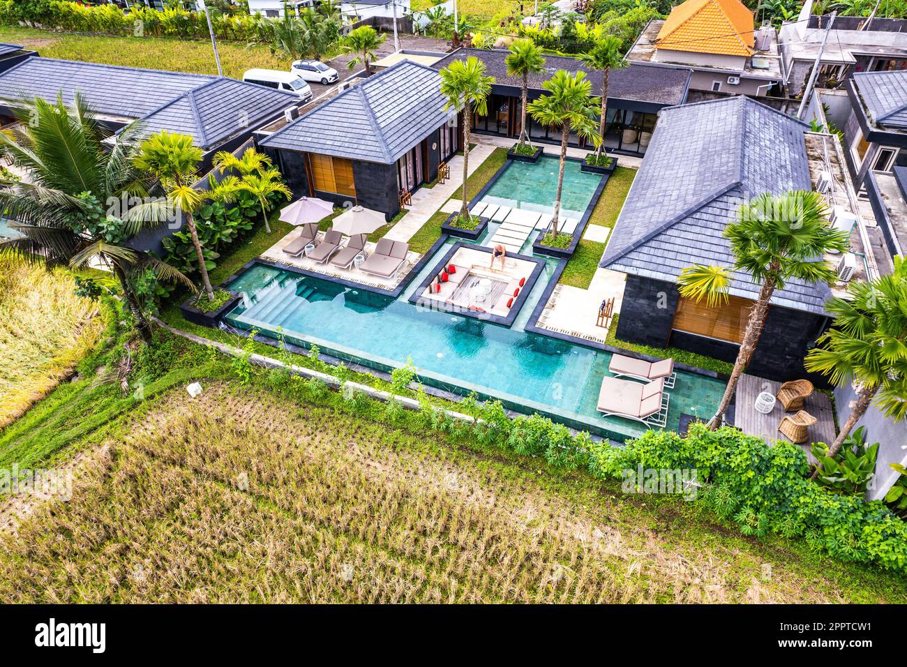 Aerial view of residential area in Ubud, Bali, Indonesia Stock Photo ...
