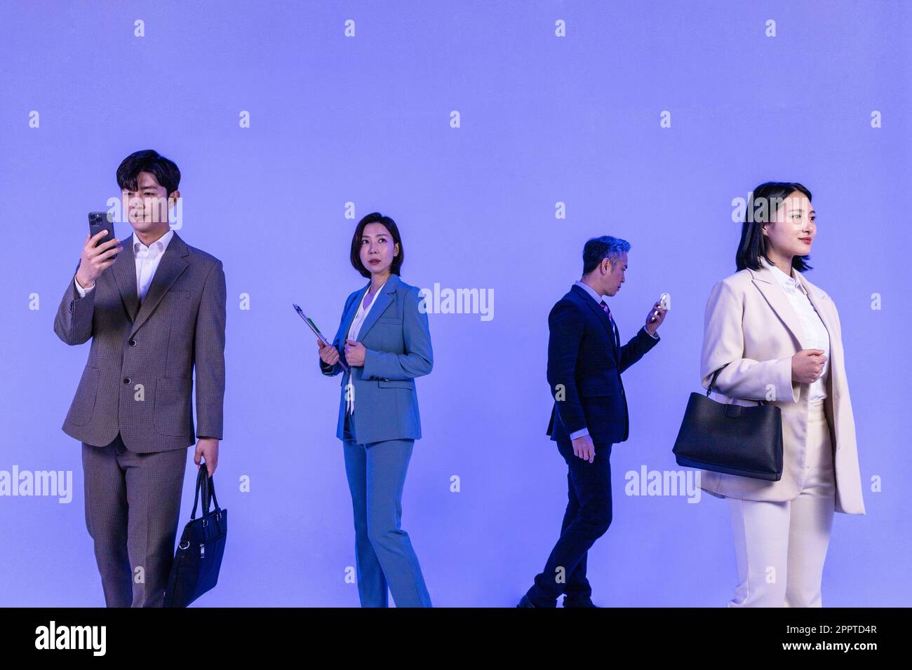 Asian Korean senior, middle aged and young male and female colleagues ...