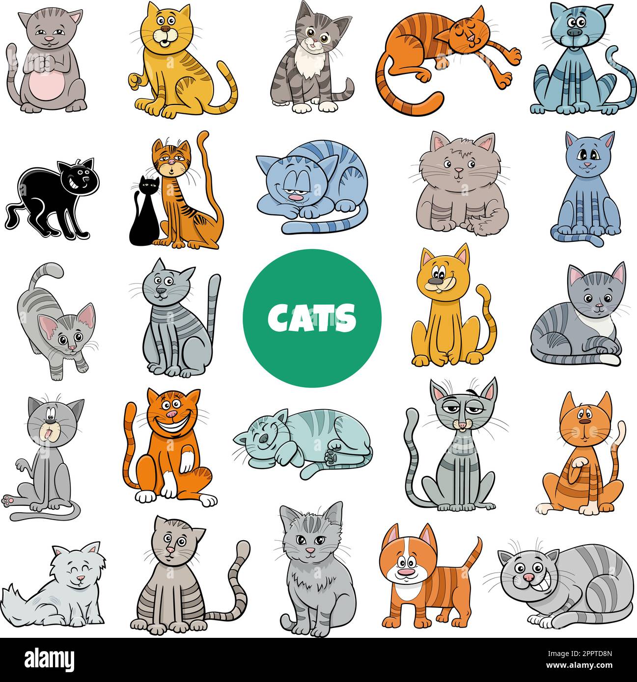 cartoon cats and kittens characters big set Stock Vector Image & Art ...