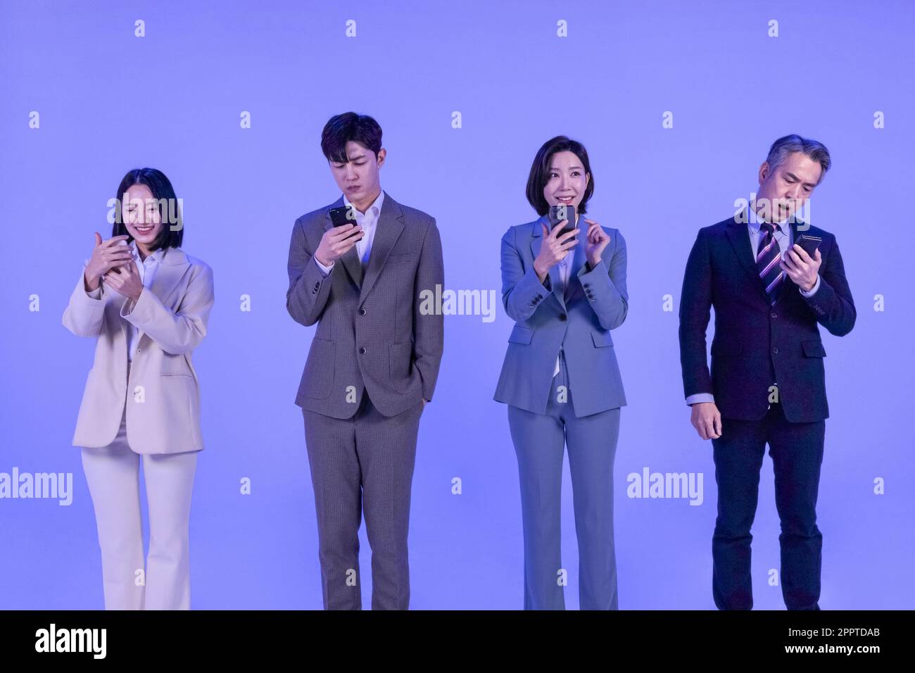 Asian Korean senior, middle aged and young male and female colleagues ...