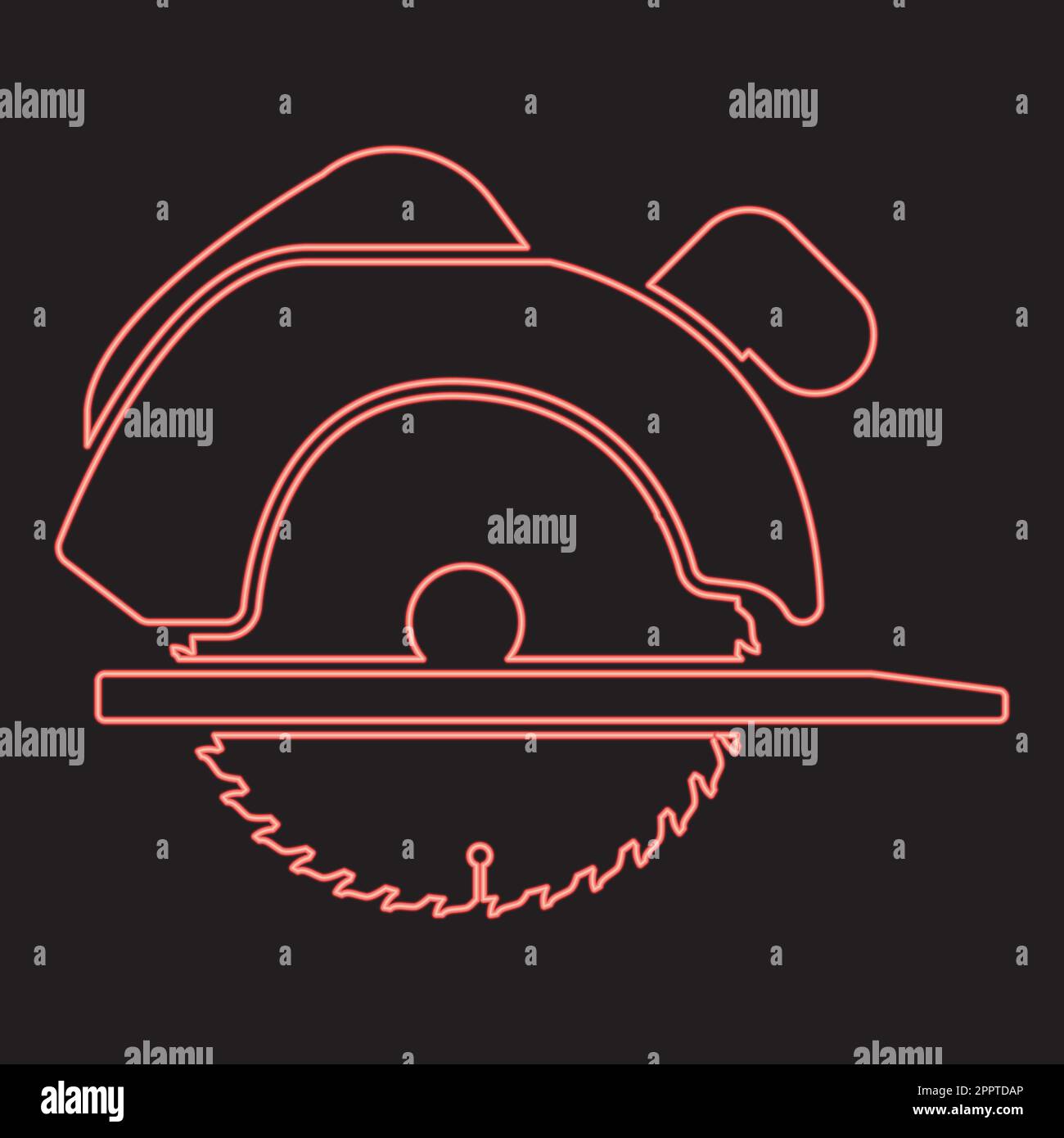 Neon manual circular saw red color vector illustration image flat style ...