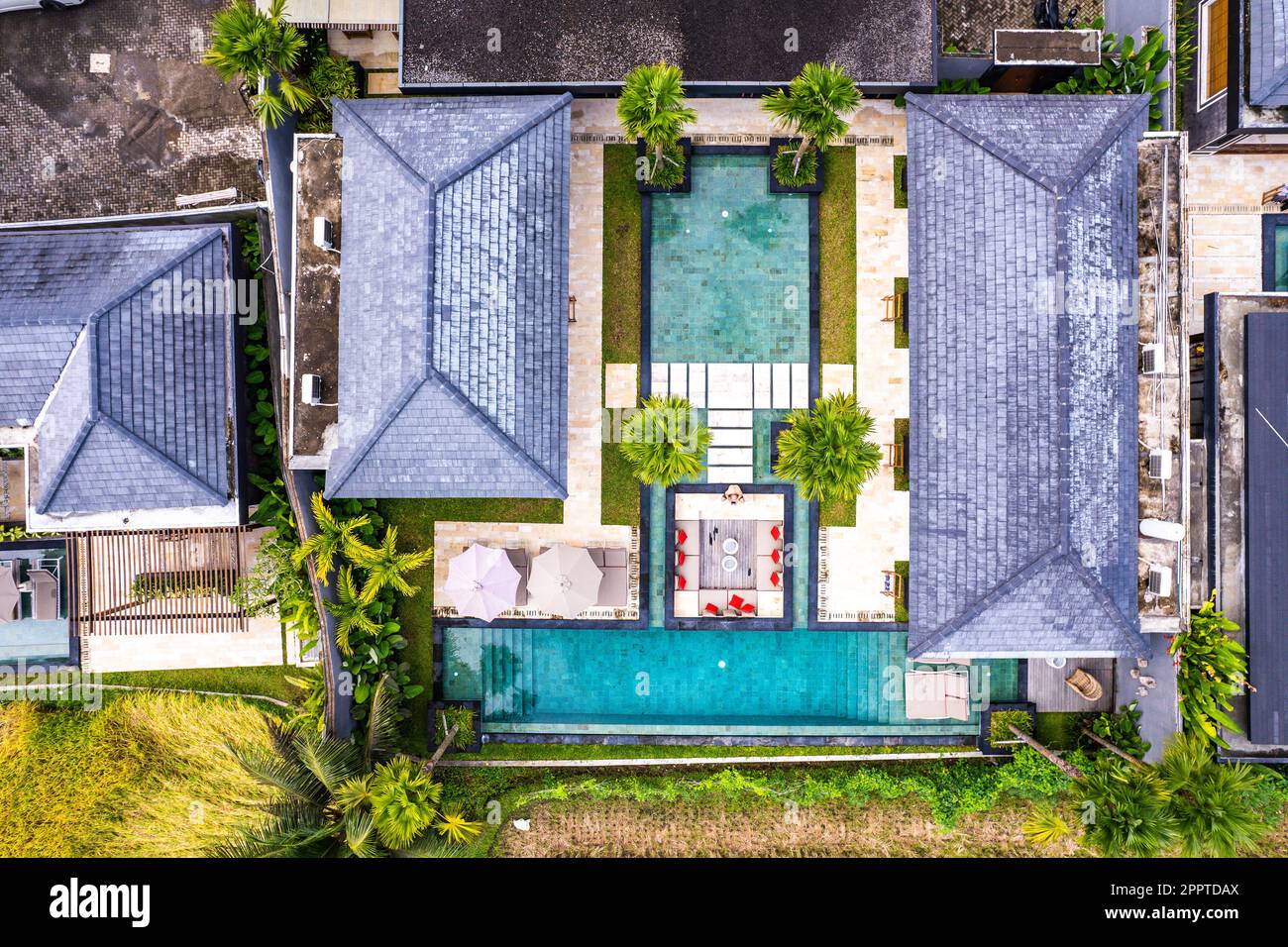 Aerial view of residential area in Ubud, Bali, Indonesia Stock Photo ...