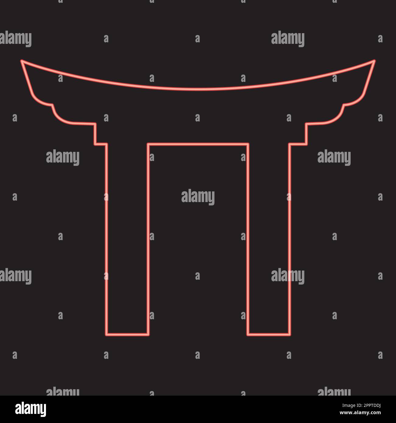 Neon chinese gate red color vector illustration image flat style Stock ...