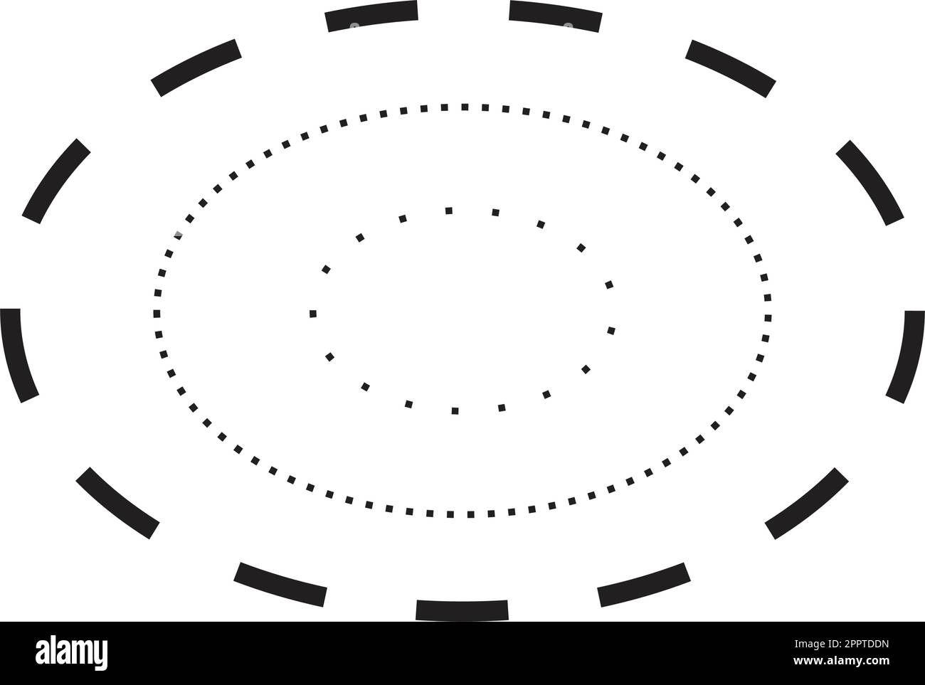 Tracing Ellipse Shape Symbol Dashed And Dotted Broken Line Element For