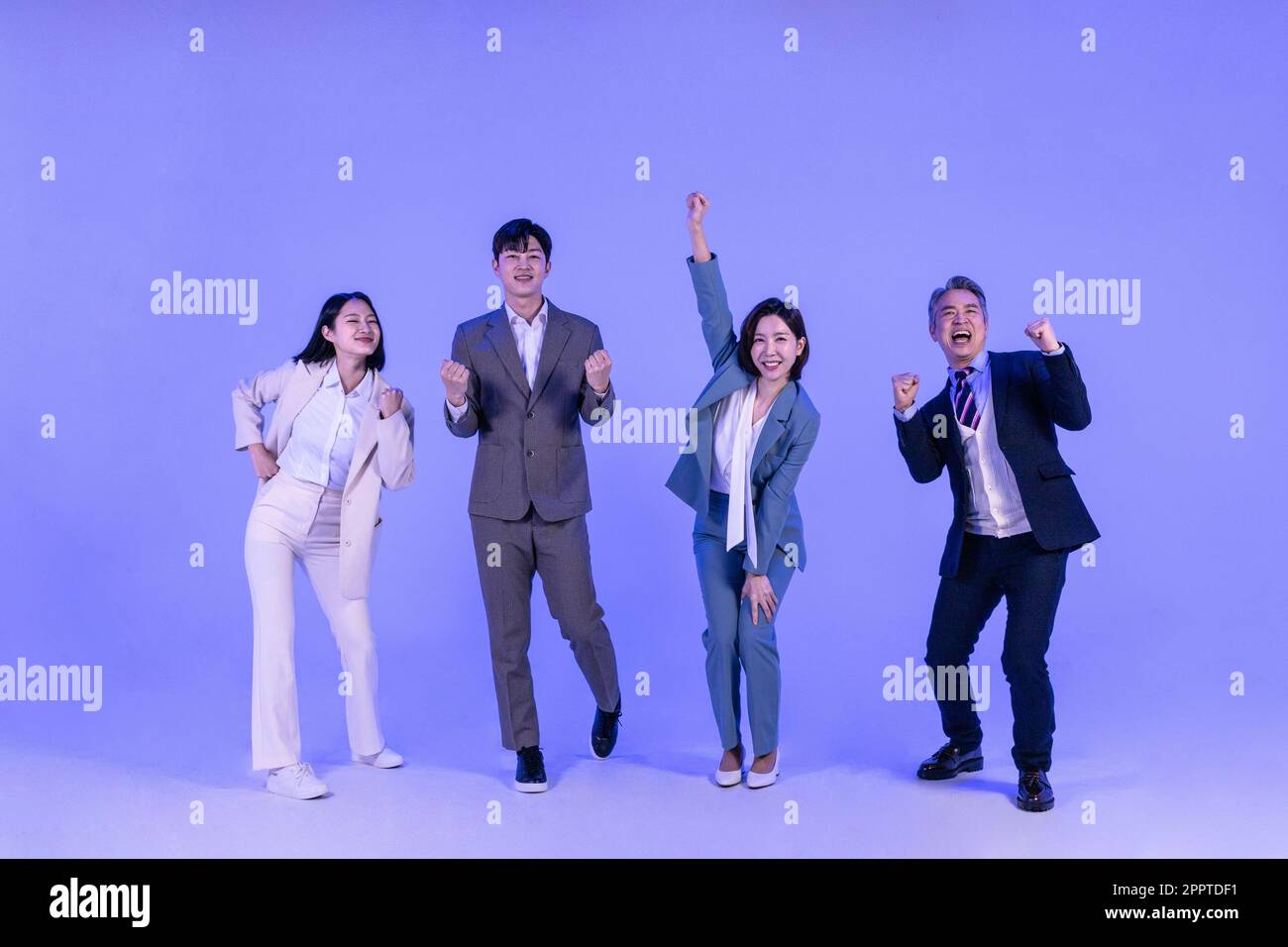 Asian Korean senior, middle aged and young male and female colleagues ...