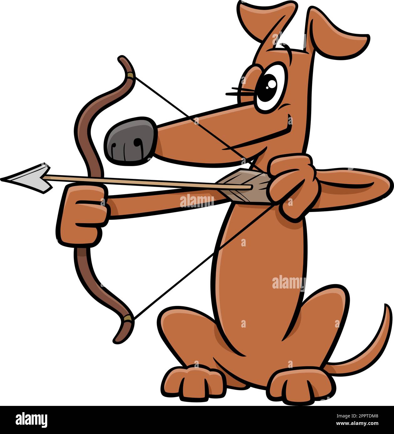cartoon dog comic animal character shooting the bow Stock Vector Image ...