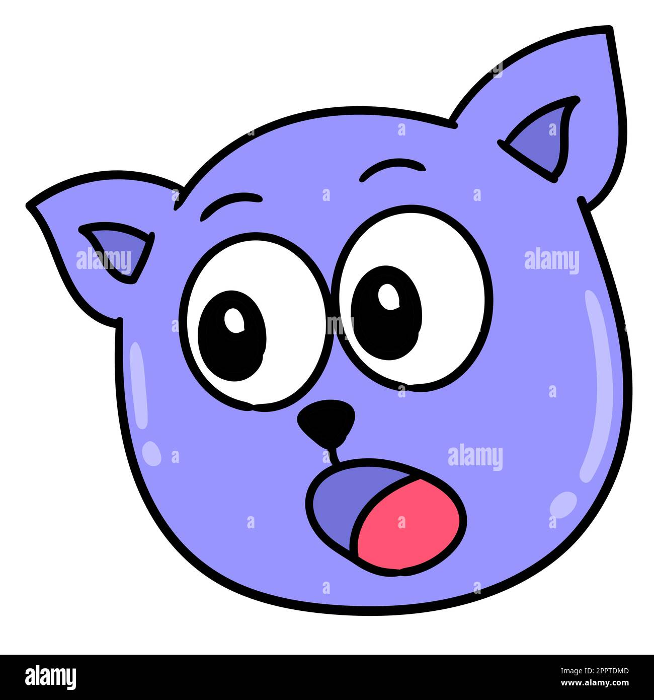 cat head emoticon with gawking face in surprise, doodle icon image ...