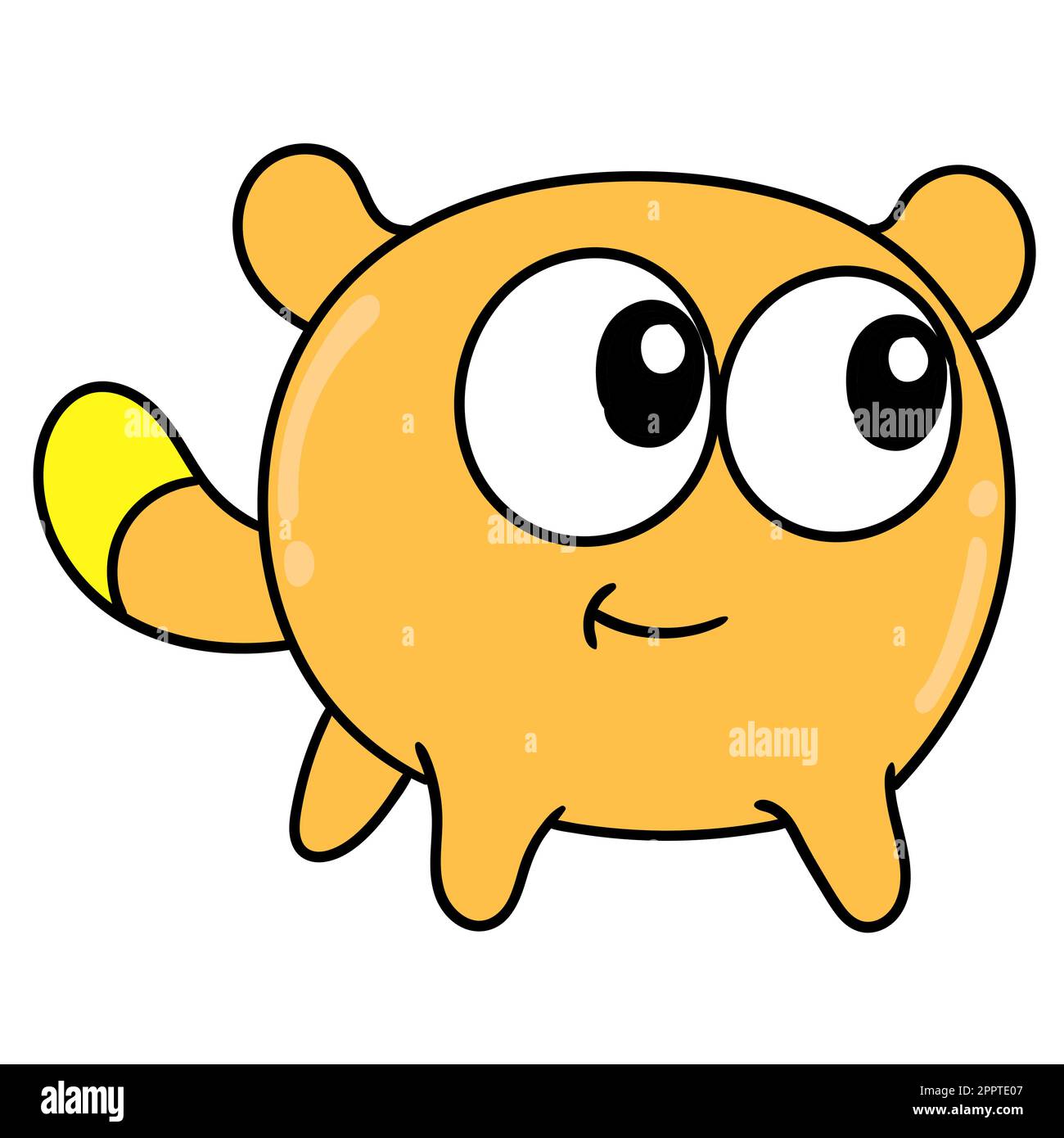 cute dog shaped creature with a happy smiling face, doodle icon image ...