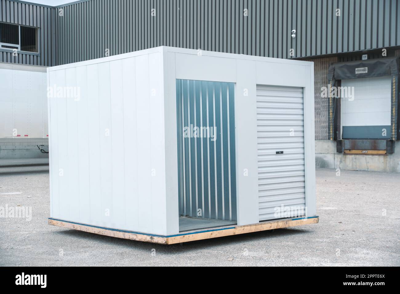 Full size Storage unit on display in parking lot Stock Photo - Alamy
