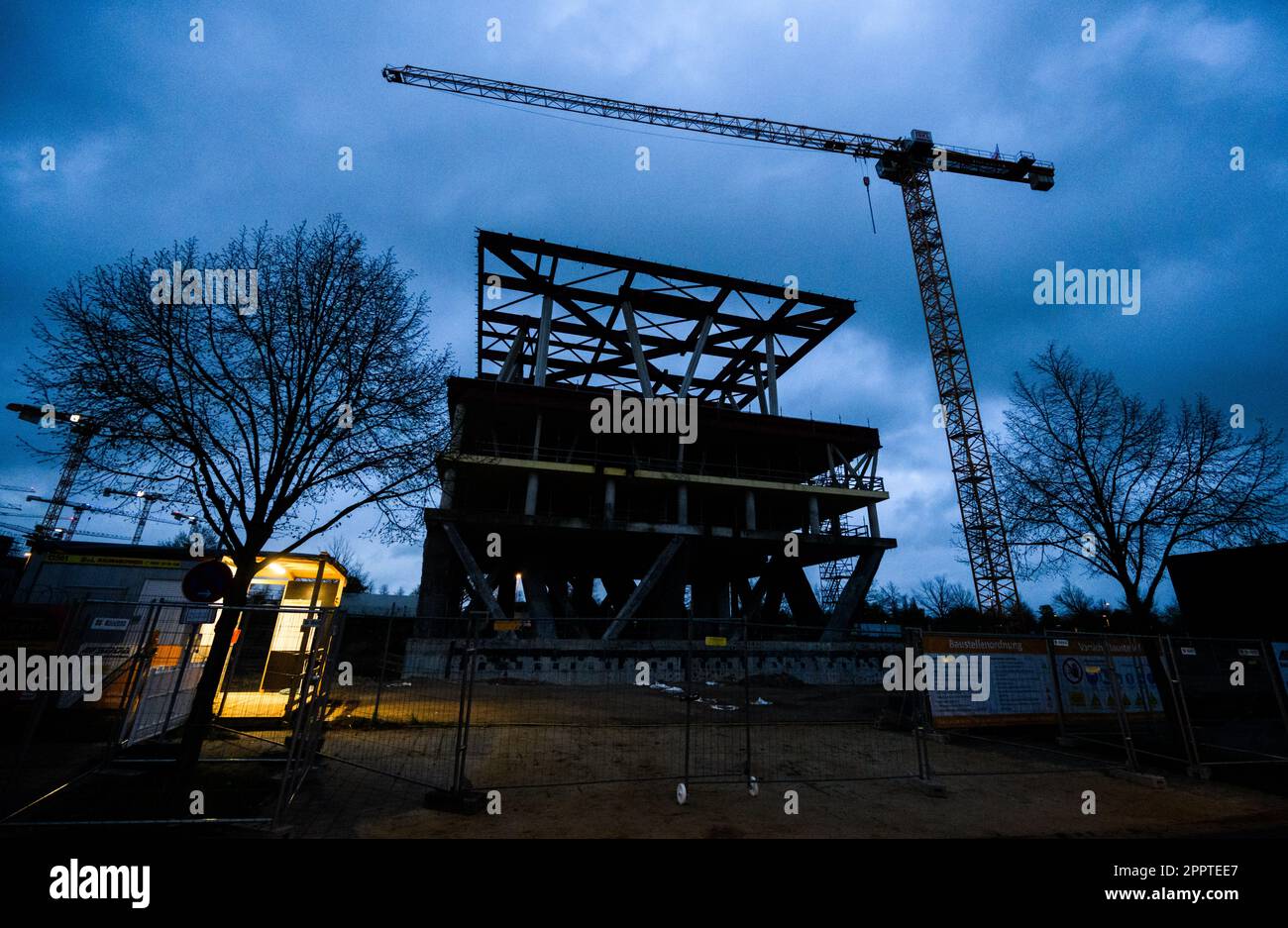 Hanover, Germany. 25th Apr, 2023. A construction crane stands at the ...
