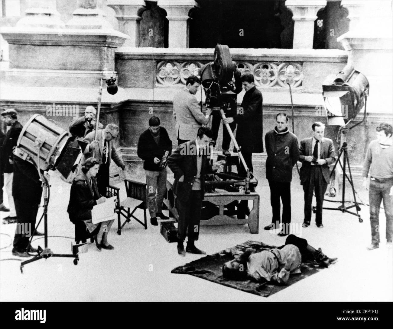 Director DON SHARP and Movie / Film Crew filming CHRISTOPHER LEE in a ...