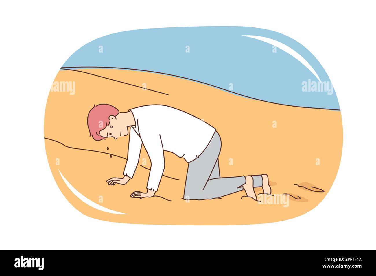 Exhausted man crawl in desert Stock Vector Image & Art - Alamy