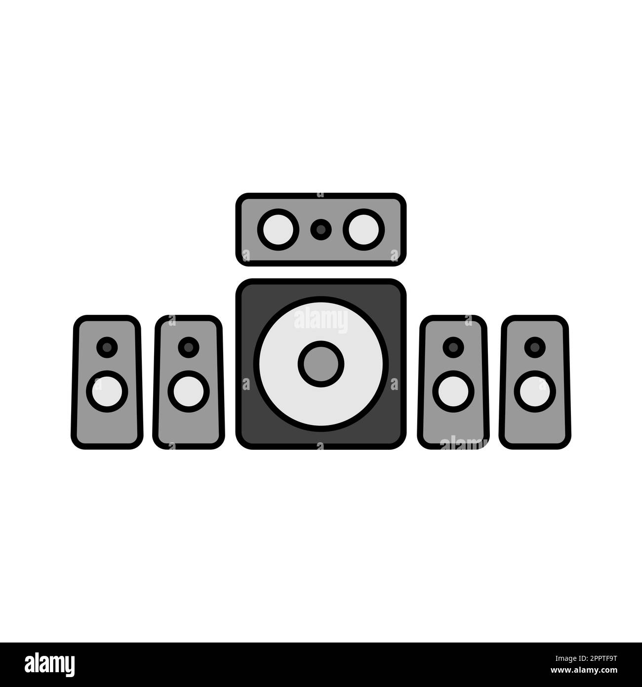 5.1 surround sound system vector greyscale icon Stock Vector Image ...