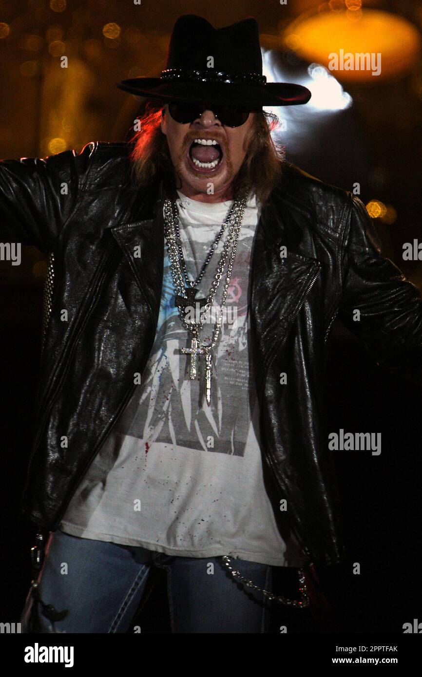 Axl Rose Guns 'N Roses performing live in concert at ANZ Stadium as ...