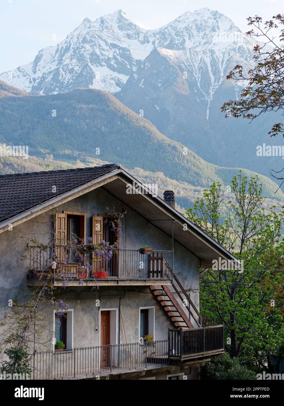 Traditional house with balcony in Les Granges village near Nus with ...
