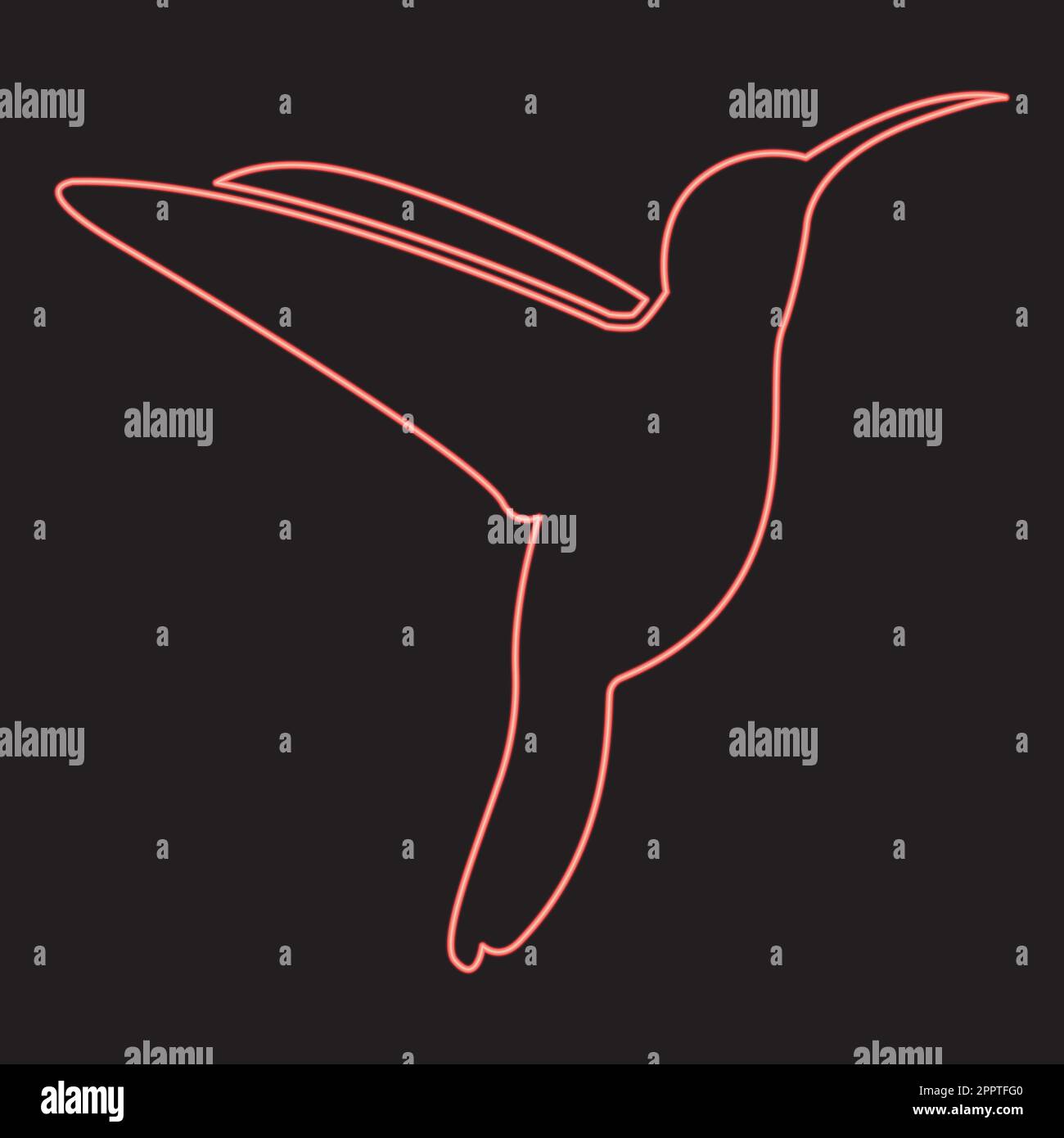 Neon hummingbird red color vector illustration image flat style Stock ...