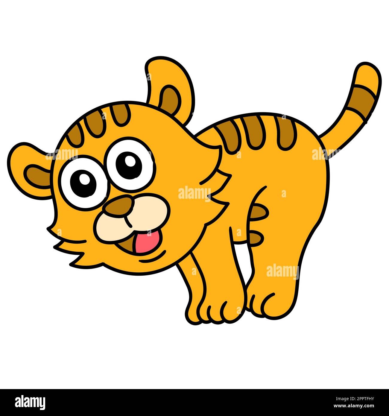 cute faced tiger animal, doodle kawaii. doodle icon image Stock Vector ...