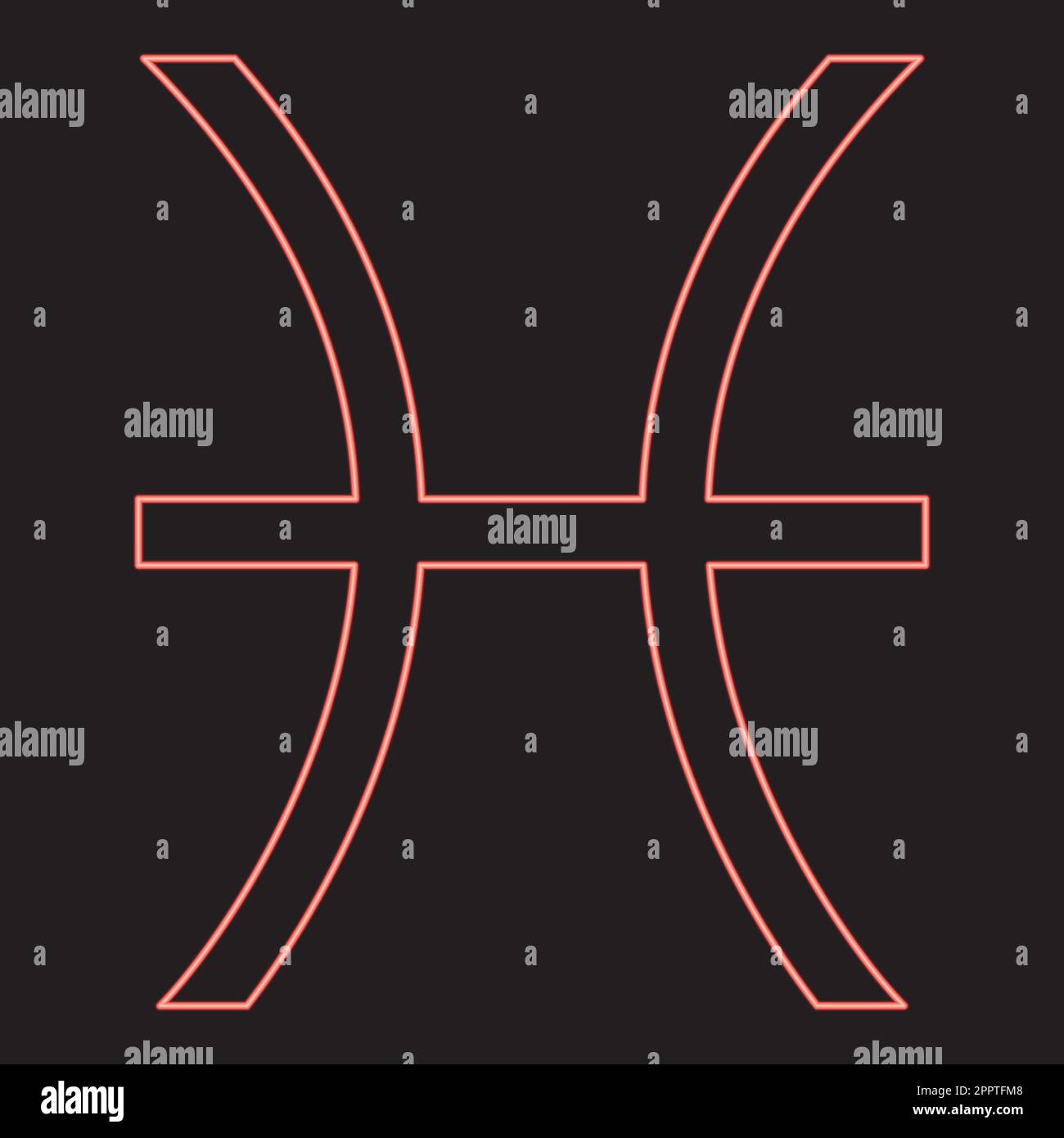 Neon pisces symbol zodiac red color vector illustration image flat ...