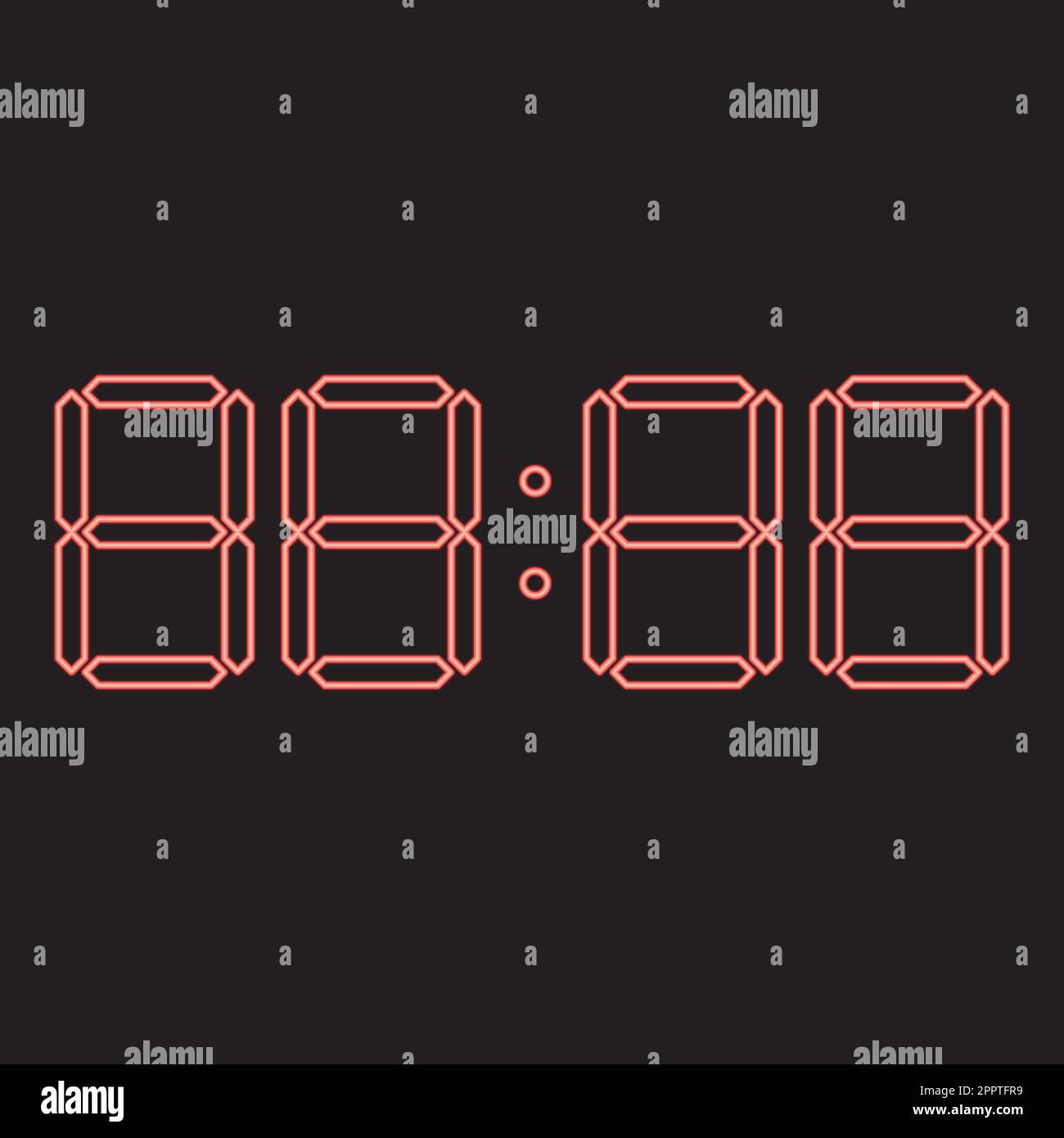 Neon digital clock face red color vector illustration image flat style ...