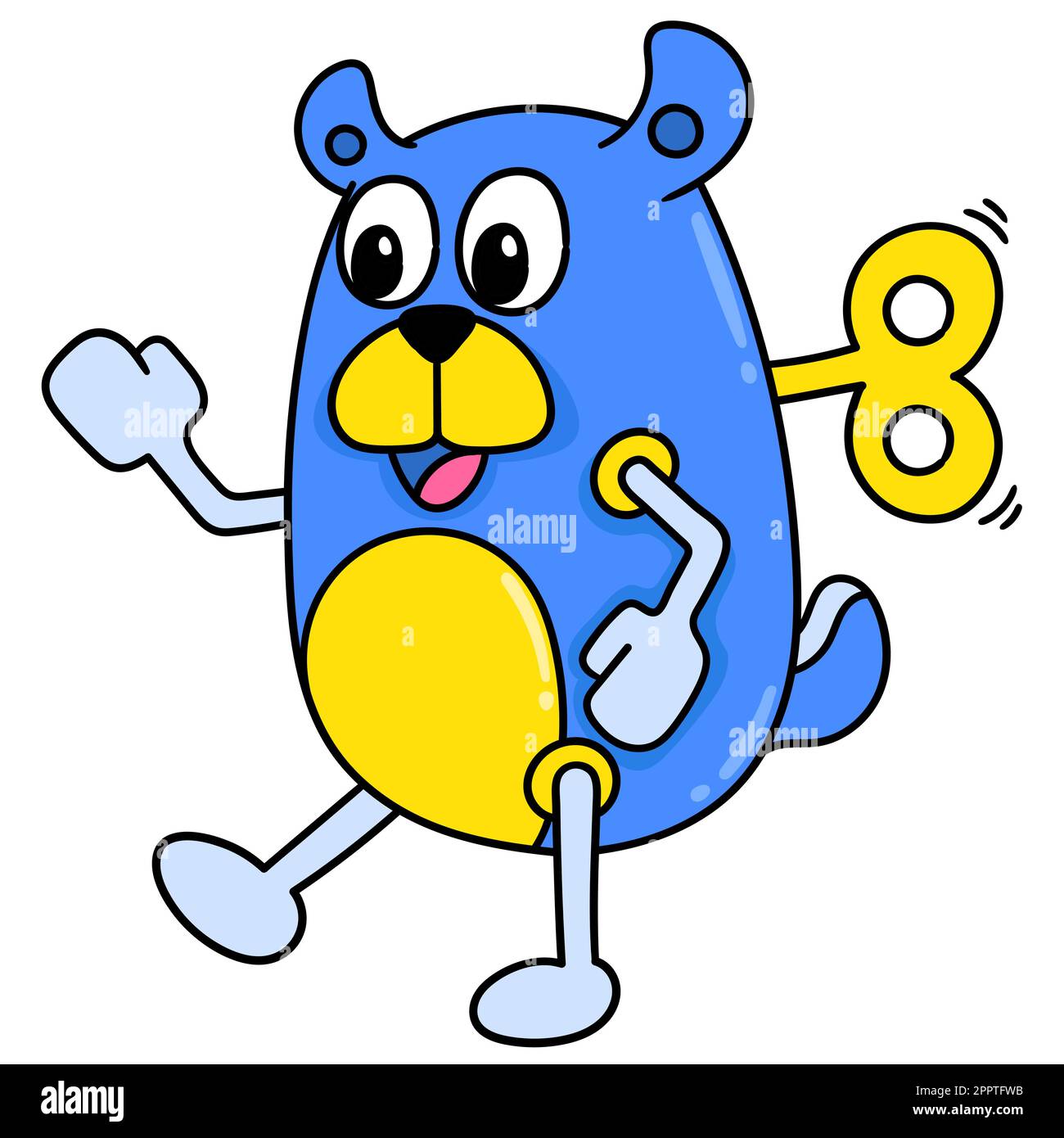 cartoon cute children toys running after being played, doodle icon ...