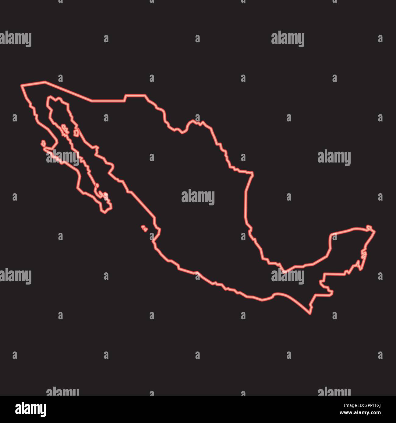Neon map of mexico red color vector illustration image flat style Stock ...