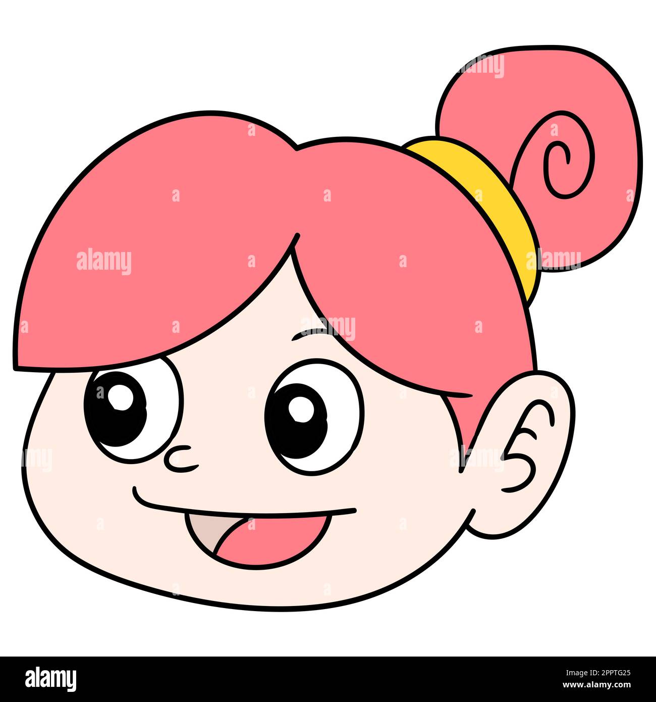 emoticon head of a beautiful woman with a radiant face, doodle icon ...