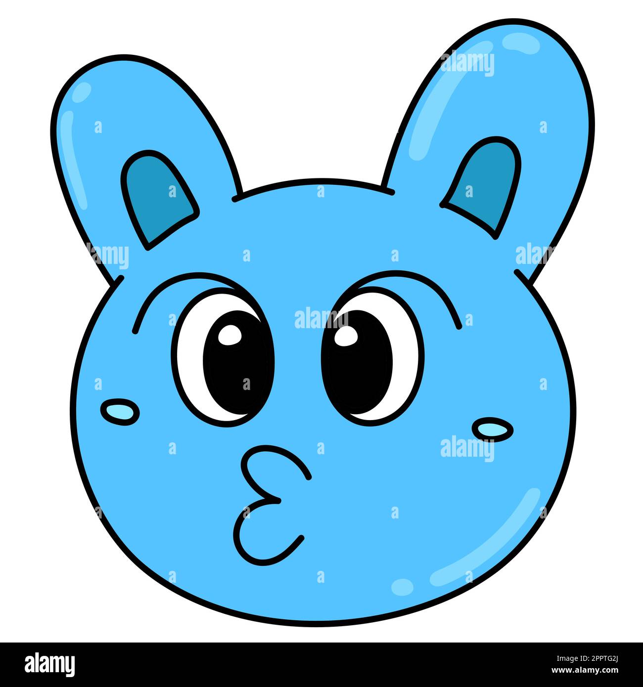 emoticon head cute creature expression pouting lips kissing, doodle ...