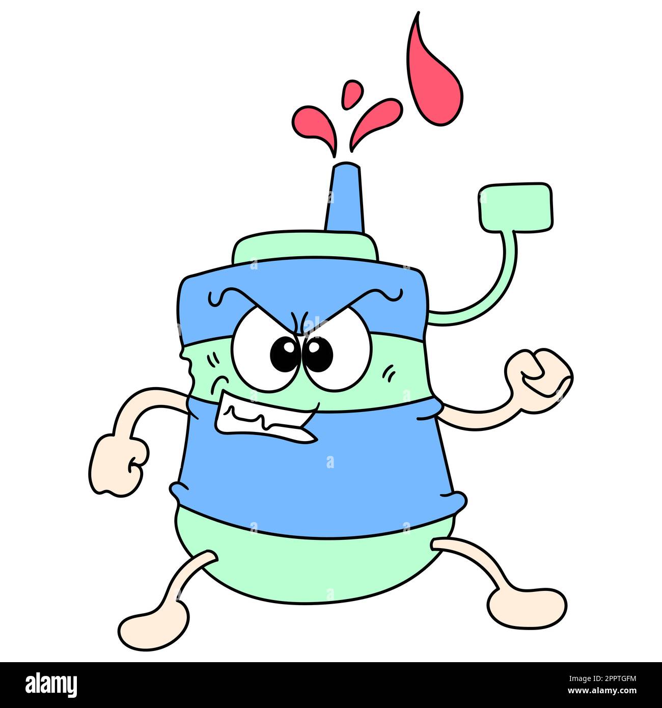 hot sauce bottle with an angry expression, doodle kawaii. doodle icon ...