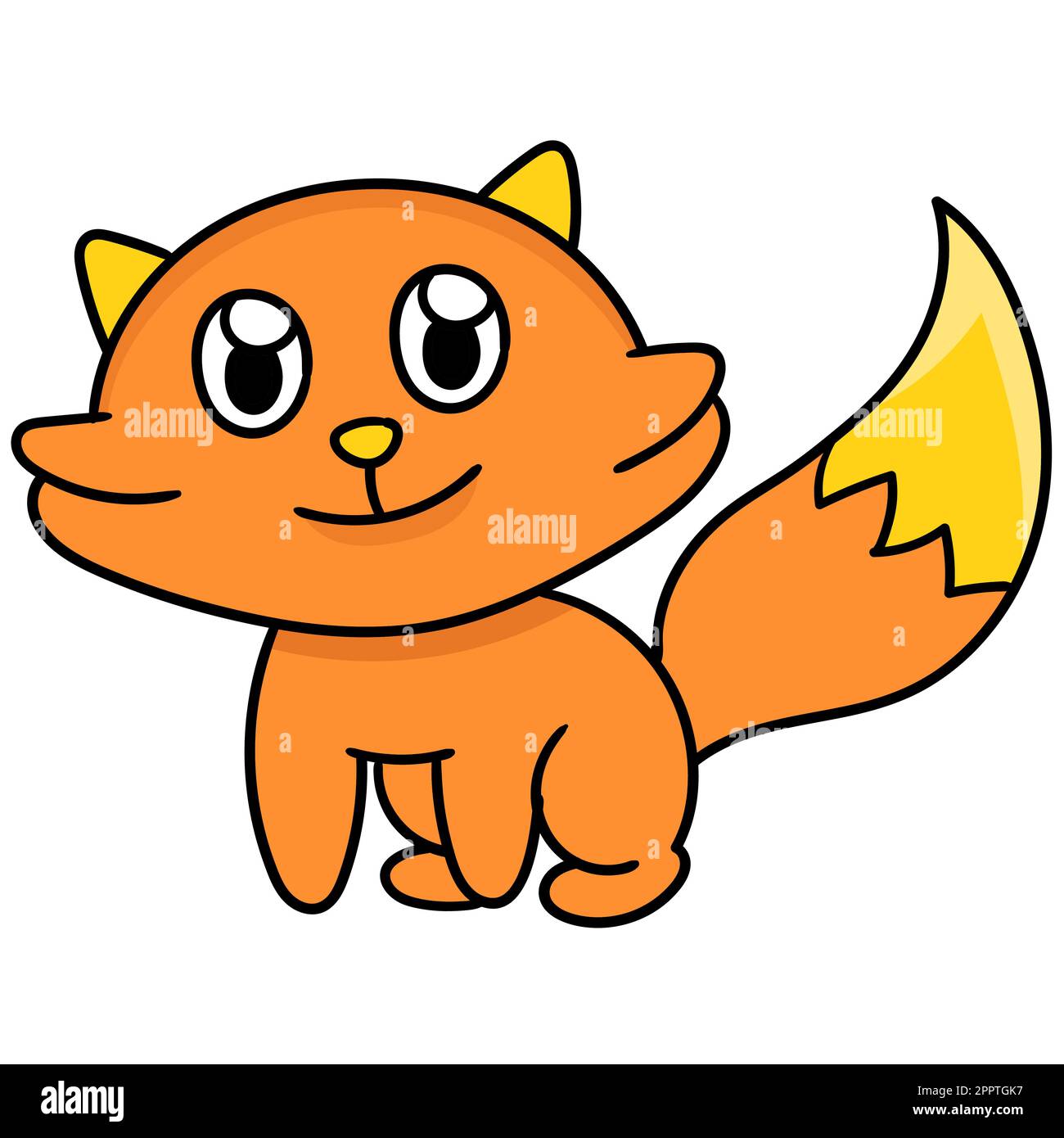 cute fox boy with smiling face, doodle kawaii. doodle icon image Stock ...