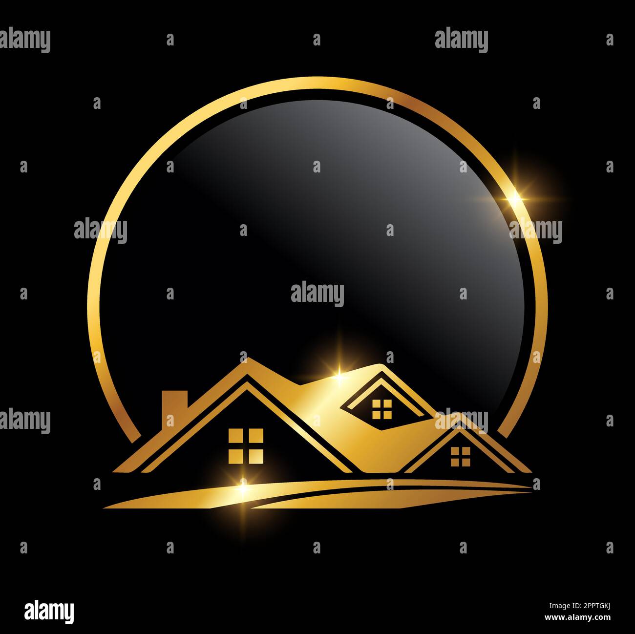 Golden home icon hi-res stock photography and images - Alamy