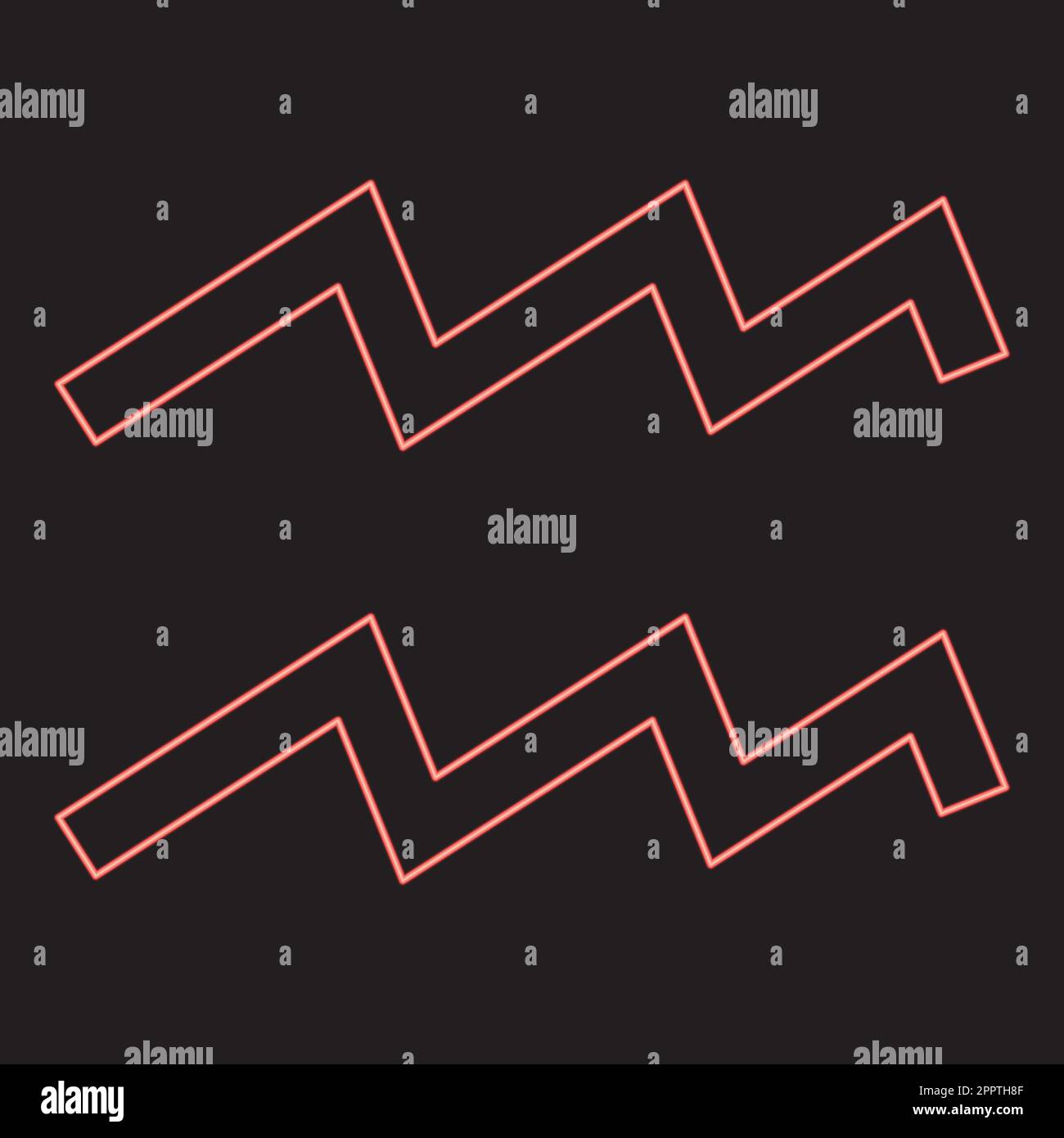 Neon aquarius symbol zodiac red color vector illustration image flat ...