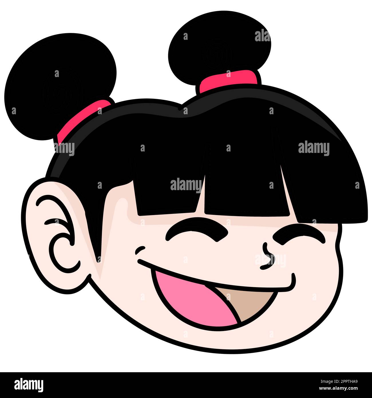 Chinese Female Head Emoticon laugh happily, doodle icon image kawaii ...