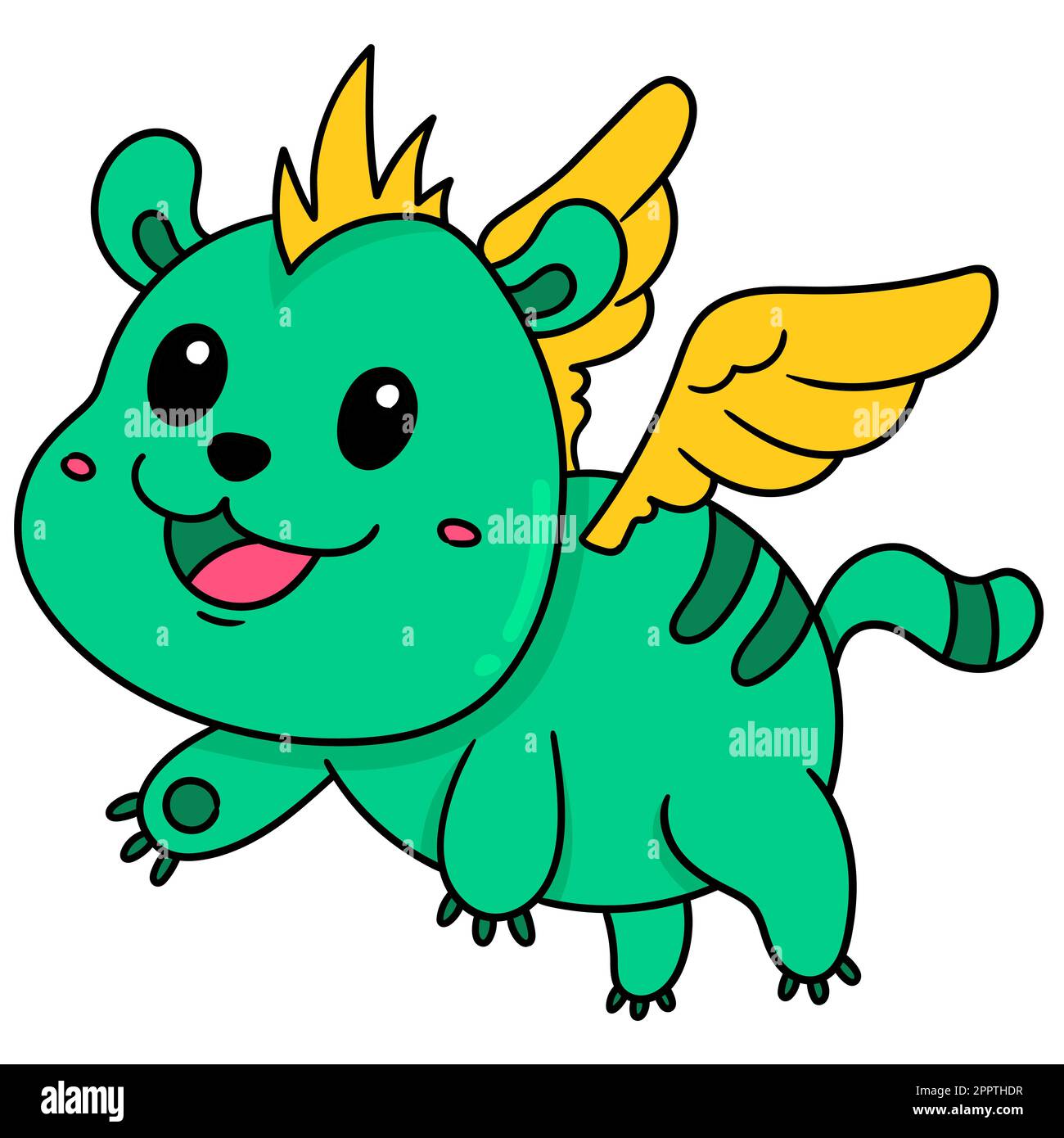 cute flying winged creature with a smiling face, doodle icon image ...