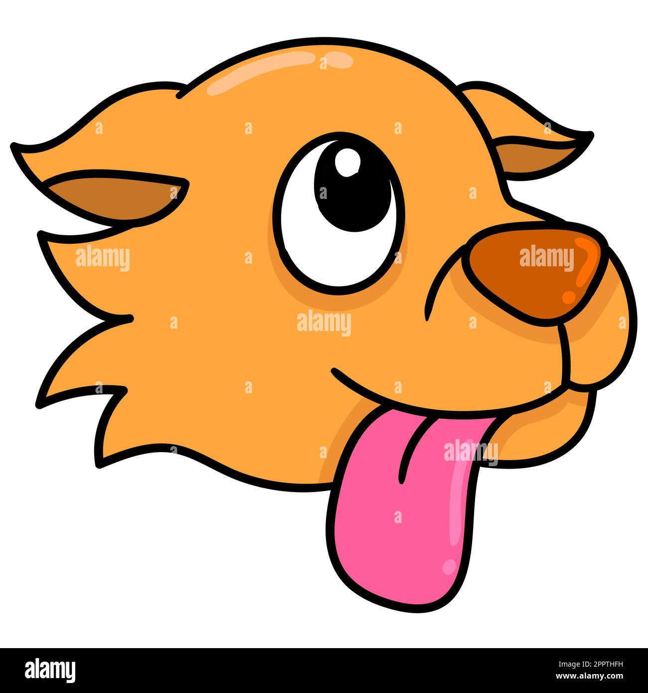 cute dog head emoticon sticking out its tongue, doodle icon image ...