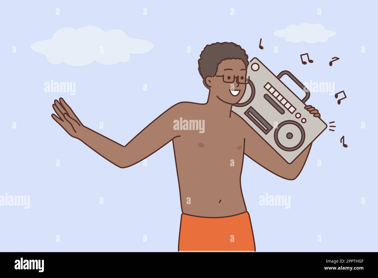 Young man music listen Stock Vector Images - Alamy