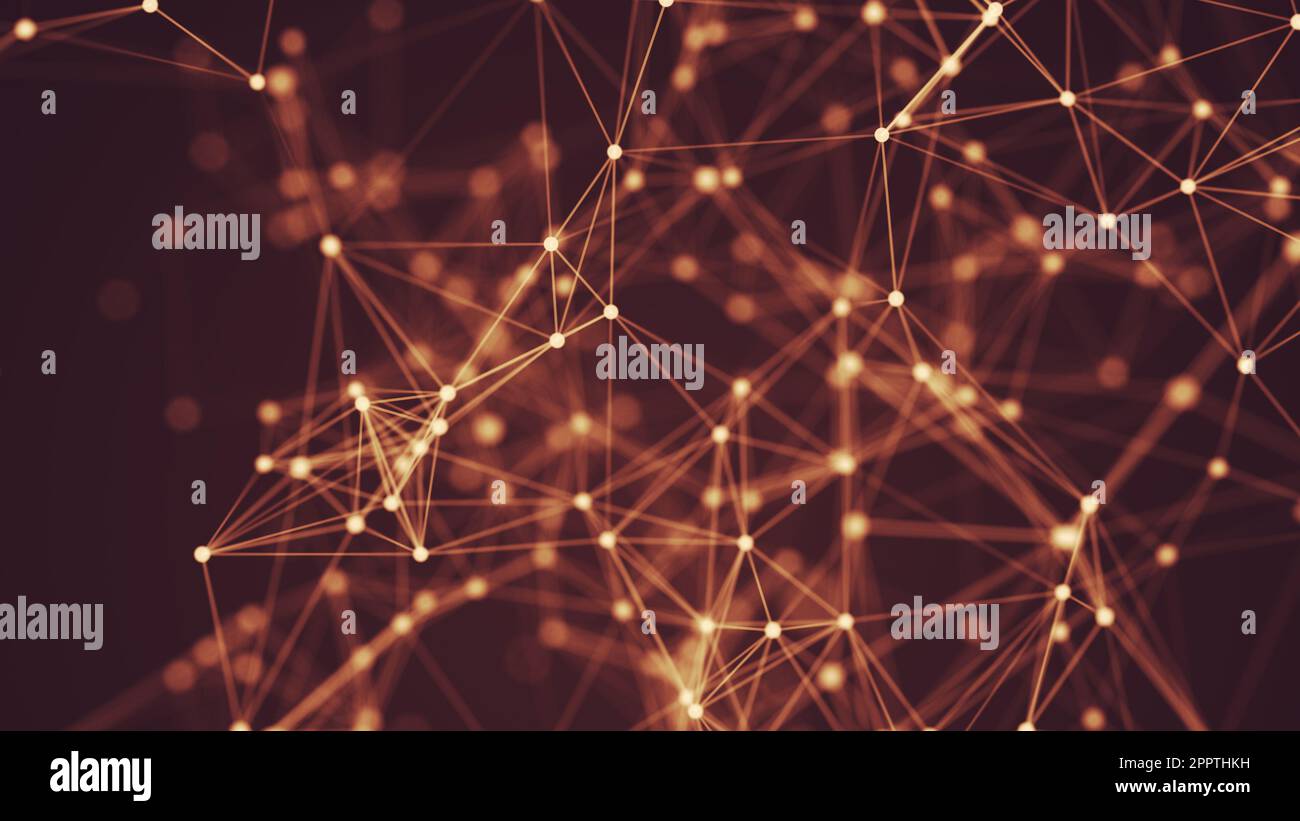 Abstract Plexus Communication And Technology Network Background With Moving Lines And Dots Stock