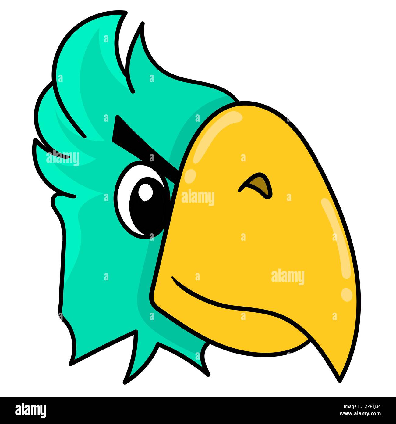parrot head emoticon with angry expression, doodle icon image kawaii ...