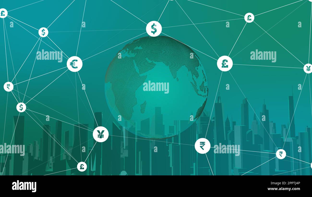 Global currencies. Earth with currency icons. Worldwide business ...