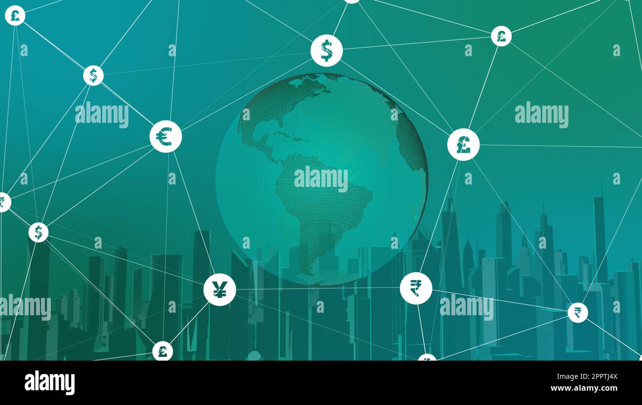 Global currencies. Earth with currency icons. Worldwide business ...
